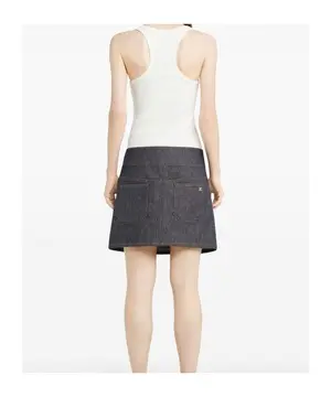 COURREGES Embroidered Belted Denim Mini Skirt