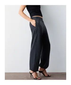 Liu Jo Embellished Trousers With All-over Logo - Black