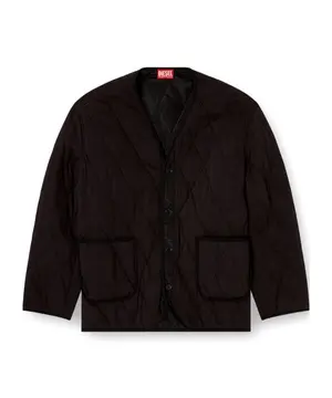 DIESEL® Quilted V-neck Jacket - Brown