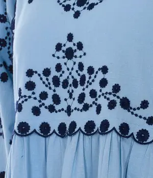 Sea Embroidered Long-sleeve Mini Dress