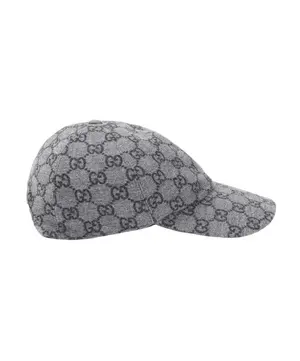 Gucci Gg Monogrammed Flannel Baseball Cap - Grey