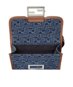 Fendi Double Baguette Ff Jacquard Crossbody Bag - Blue