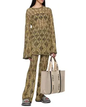 Chloé Woody Large Tote Bag - Nude