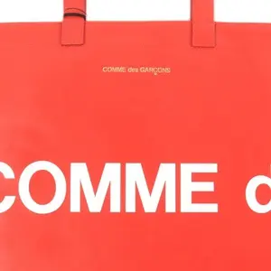 Comme Des Garçons Logo Printed Tote Bag - Red