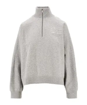 GANNI Half-zip Logo Detailed Sweatshirt - Gray