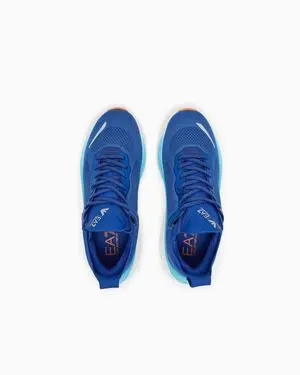 EA7 Logo Printed Lace-up Sneakers - Blue