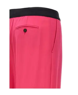 MSGM Logo Waistband Wide-leg Trousers