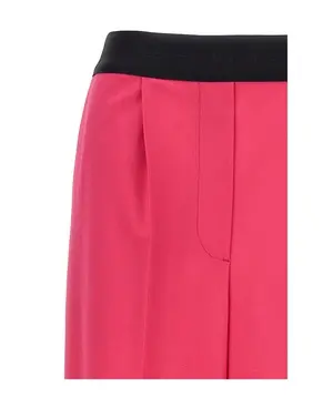 MSGM Logo Waistband Wide-leg Trousers