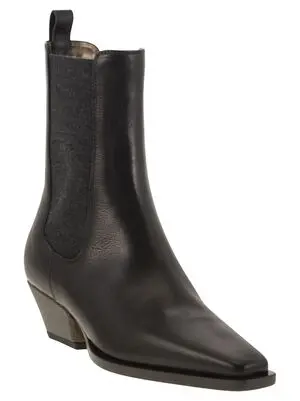 Brunello Cucinelli Pointed Toe Ankle Boots - Black
