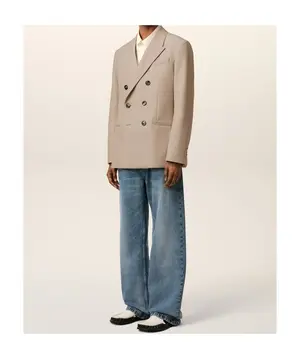 Ami Double Breasted Jacket With Back Slit And Buckle Detail