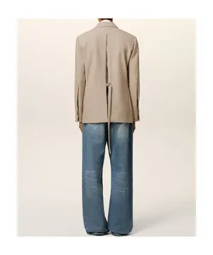 Ami Double Breasted Jacket With Back Slit And Buckle Detail