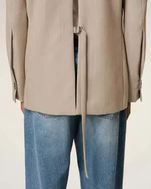 Ami Double Breasted Jacket With Back Slit And Buckle Detail