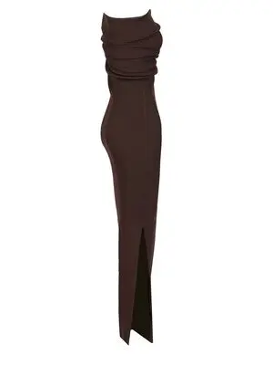 Rick Owens Athena One-shoulder Knitted Dress With Slit Detail