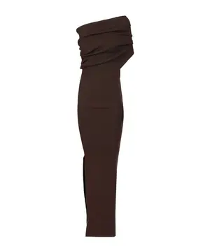 Rick Owens Athena One-shoulder Knitted Dress With Slit Detail - Brown