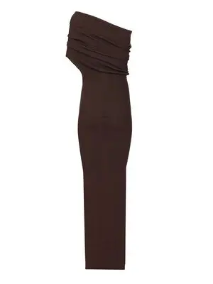 Rick Owens Athena One-shoulder Knitted Dress With Slit Detail - Brown