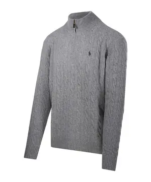 Polo Ralph Lauren Cable Knit Quarter Zip Jumper - Grey