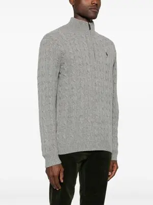 Polo Ralph Lauren Cable Knit Quarter Zip Jumper - Grey