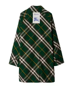 Burberry Reversible Checked Buttoned Car Coat - Green