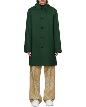 Burberry Reversible Checked Buttoned Car Coat - Green