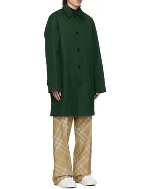 Burberry Reversible Checked Buttoned Car Coat - Green
