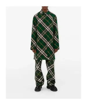 Burberry Reversible Checked Buttoned Car Coat - Green