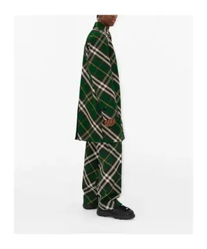 Burberry Reversible Checked Buttoned Car Coat - Green