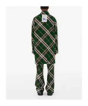 Burberry Reversible Checked Buttoned Car Coat - Green
