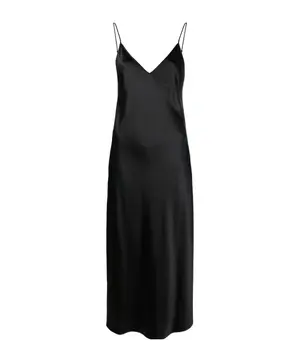 JOSEPH Clea Silk Satin Flared Dress - Black