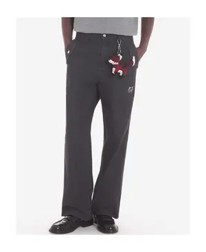 Maison Kitsuné Embroidered Wide-leg Jeans - Black