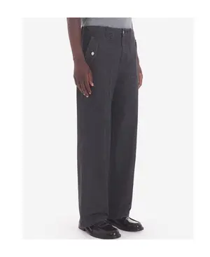 Maison Kitsuné Embroidered Wide-leg Jeans - Black