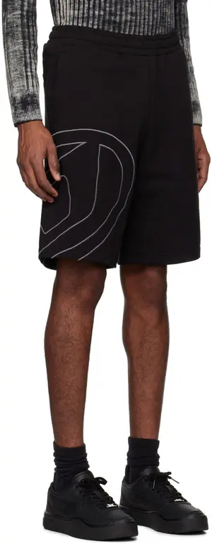 DIESEL® P-crow Megoval Maxi D Logo Sweat Shorts - Black