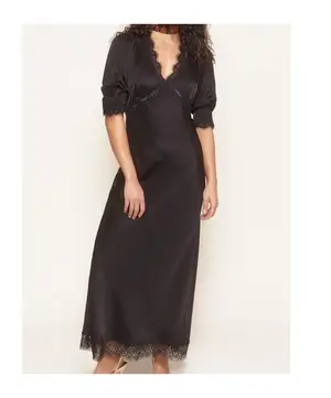 Rixo Annina V-neck Midi Dress With Lace Trim - Black