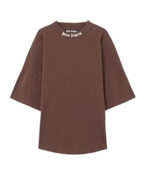 Palm Angels Logo Printed Crewneck T-shirt - Brown