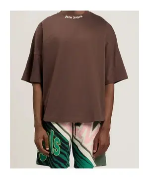 Palm Angels Logo Printed Crewneck T-shirt - Tan