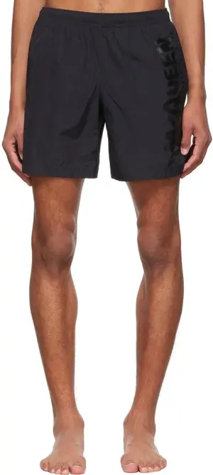 Alexander McQueen Graffiti Logo Swim Shorts - Black