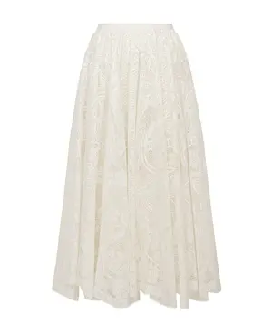 DIOR Christian Laced Flared Midi Skirt