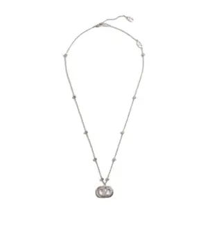 Valentino Garavani Vlogo Signature Necklace With Pearls And Swarovski Crystals - Gray