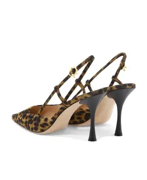GIANVITO ROSSI Leopard Print Slingback Pumps - Black