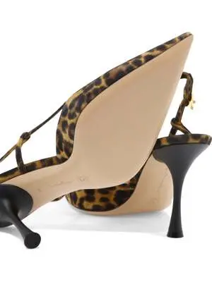 GIANVITO ROSSI Leopard Print Slingback Pumps - Black