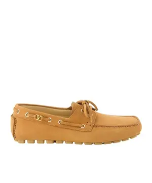 Valentino Garavani Vlogo Plaque Slip-on Driver Loafers - Brown