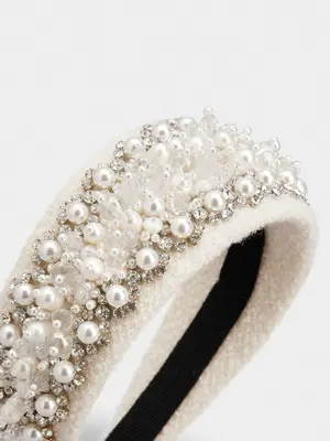 ROGER VIVIER Pearl Embellished Hairband In Wool