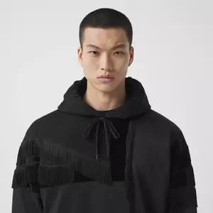 Burberry Panelled Fringed Hoodie