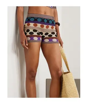 Valentino Garavani Jacquard Knit Shorts With Polka Dot And Stripe Motif