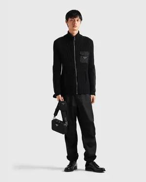 Prada Wool And Cashmere Cardigan With Re-nylon Details