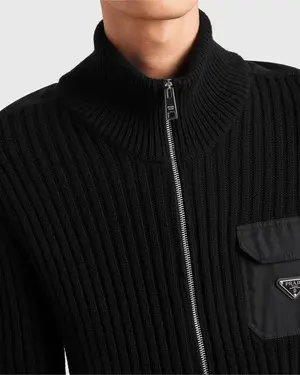 Prada Wool And Cashmere Cardigan With Re-nylon Details