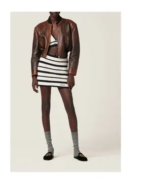 Miu Miu Striped Mini Skirt With Side Slit