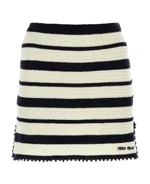 MIU MIU Miu Miu Striped Mini Skirt With Side Slit