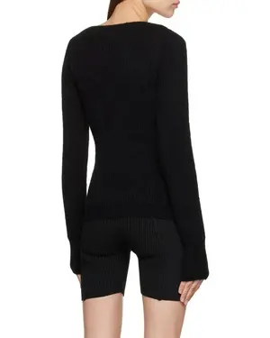Jacquemus Cut Out Detailed Knitted T-shirt - Black