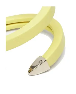Bottega Veneta Leather Cuff Bracelet With Silver Hardware - Yellow