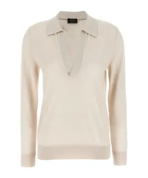 Brioni V-neck Knitted Top - Beige